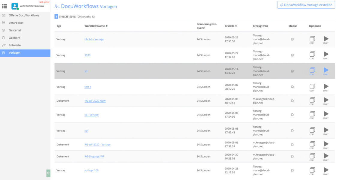 Document workflows with electronic signature - cloudplan